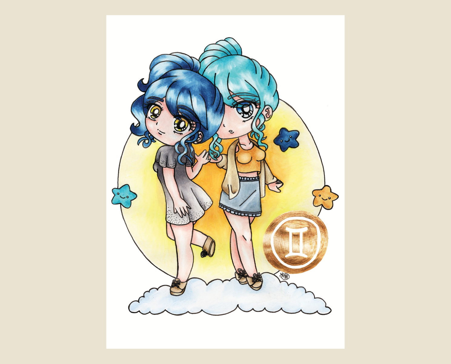 Astro Girls Art Print - Gemini - LUVLOCAL